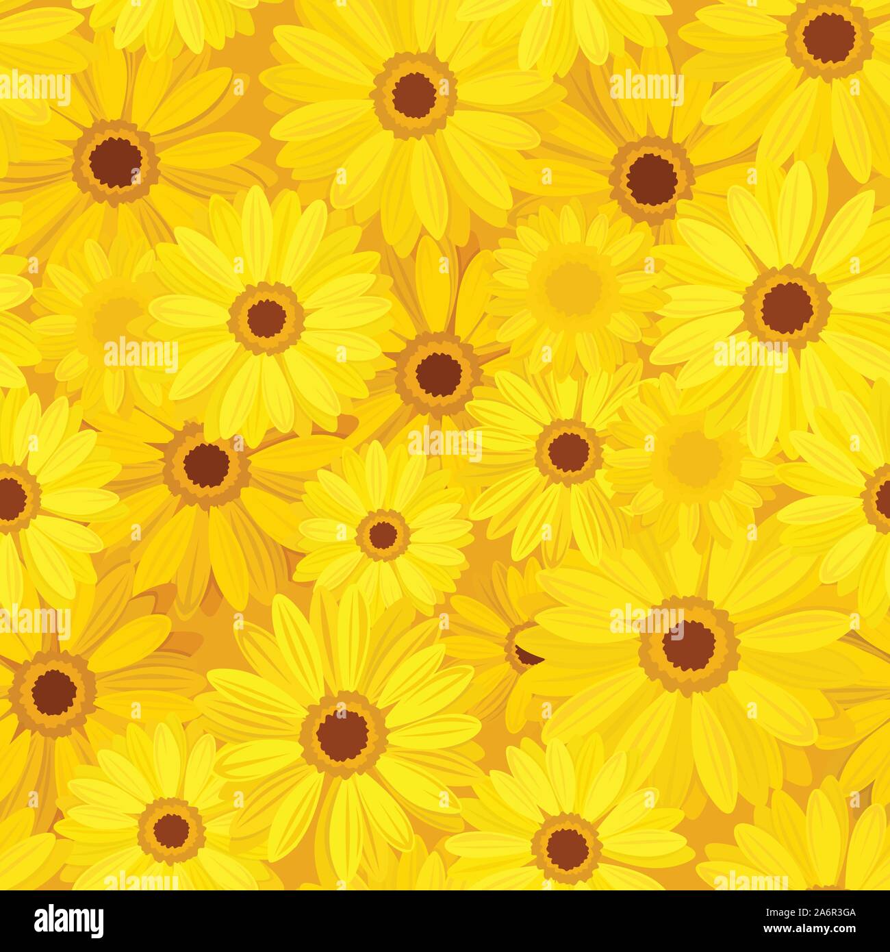 Vector seamless background with yellow gerbera flowers Stock Vector ...