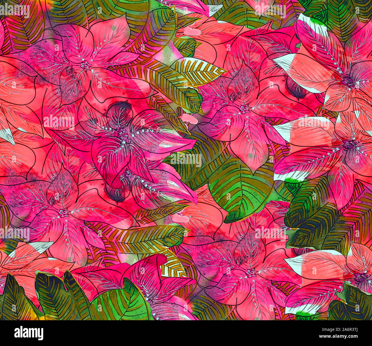 Christmas seamless pattern. Watercolor background. Hand painted holiday ...