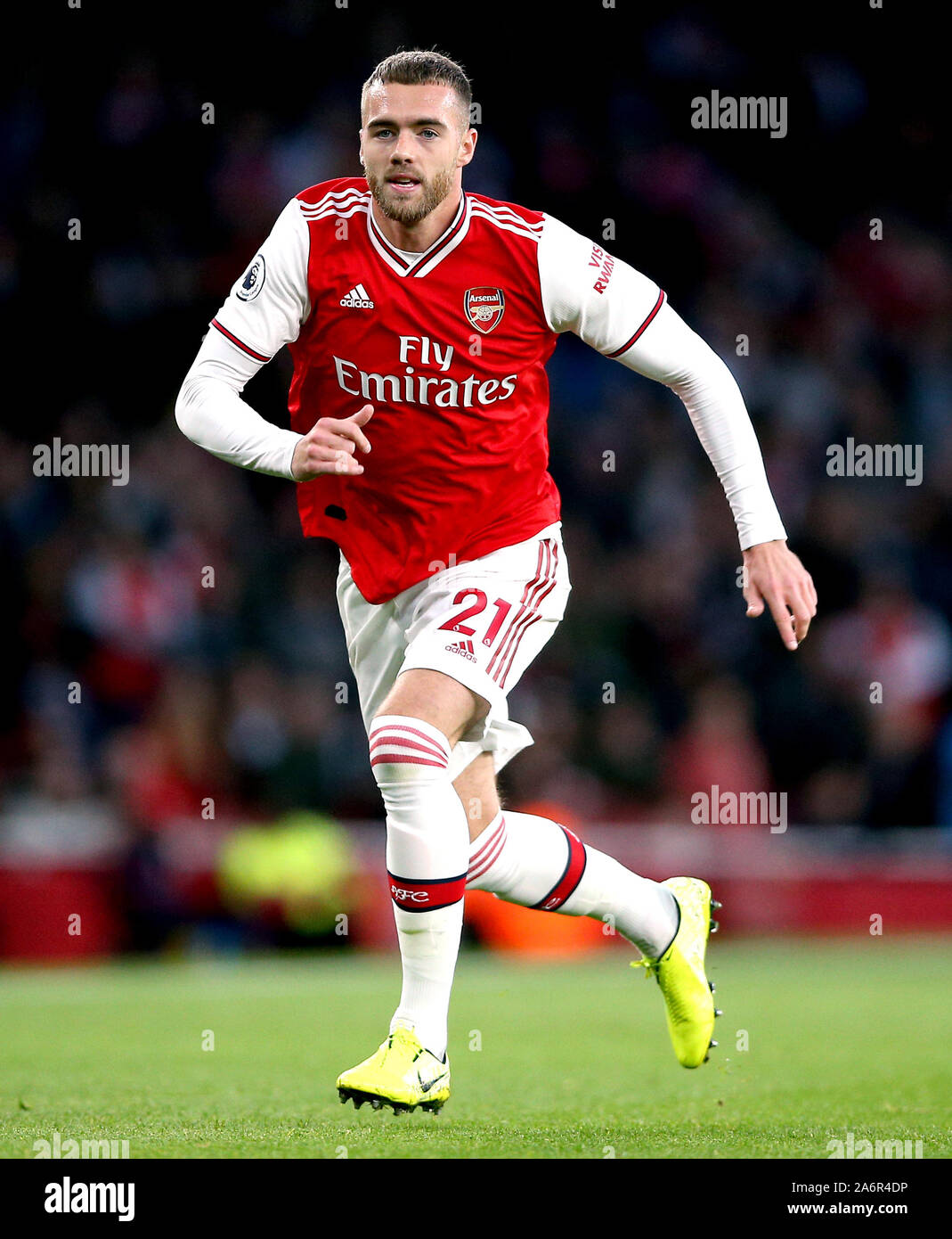 Arsenal's Calum Chambers in action during the Premier League match at ...