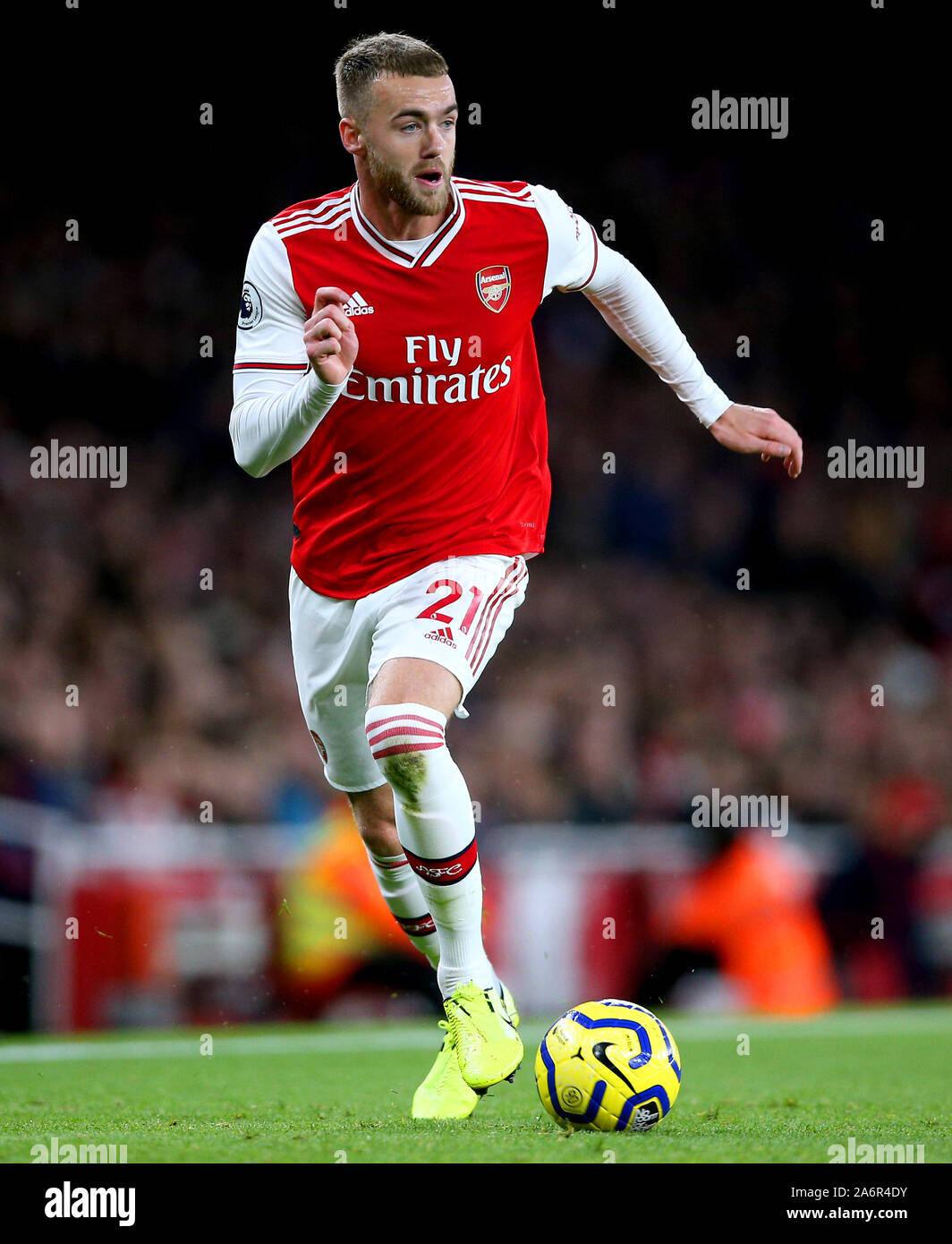 Arsenal's Calum Chambers in action during the Premier League match at ...