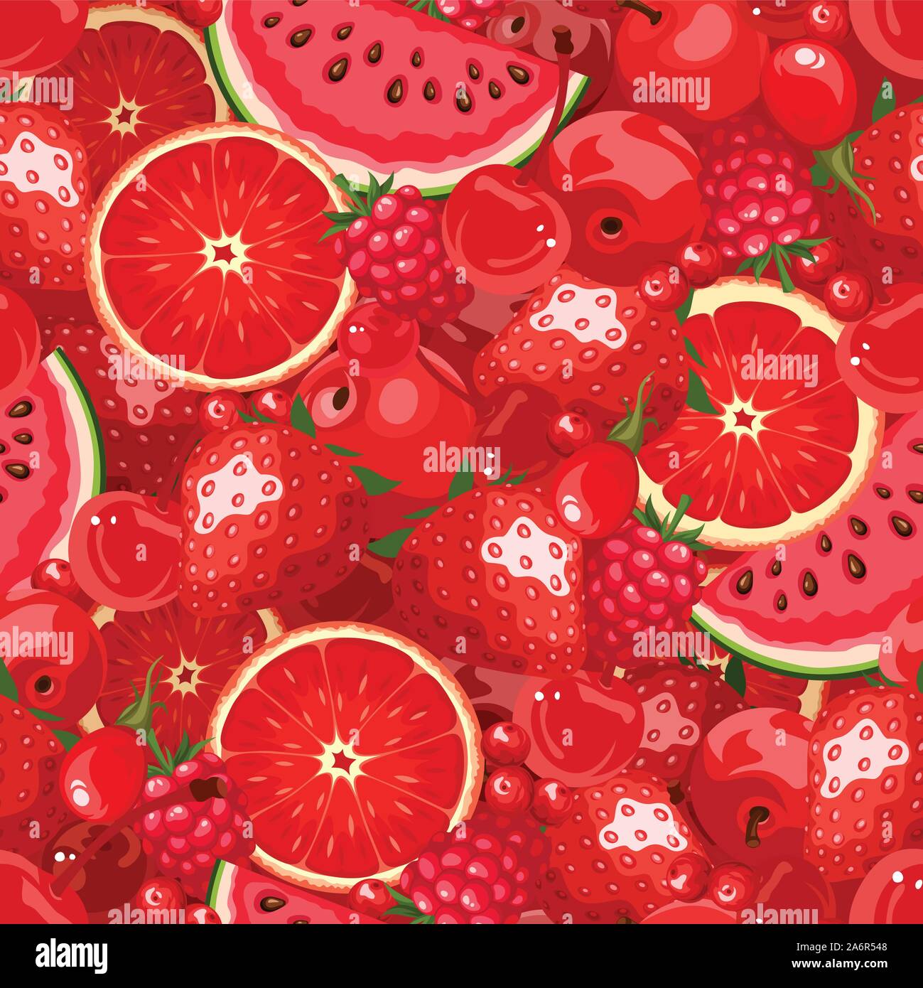 Vector seamless background with various red fruit and berries Stock ...