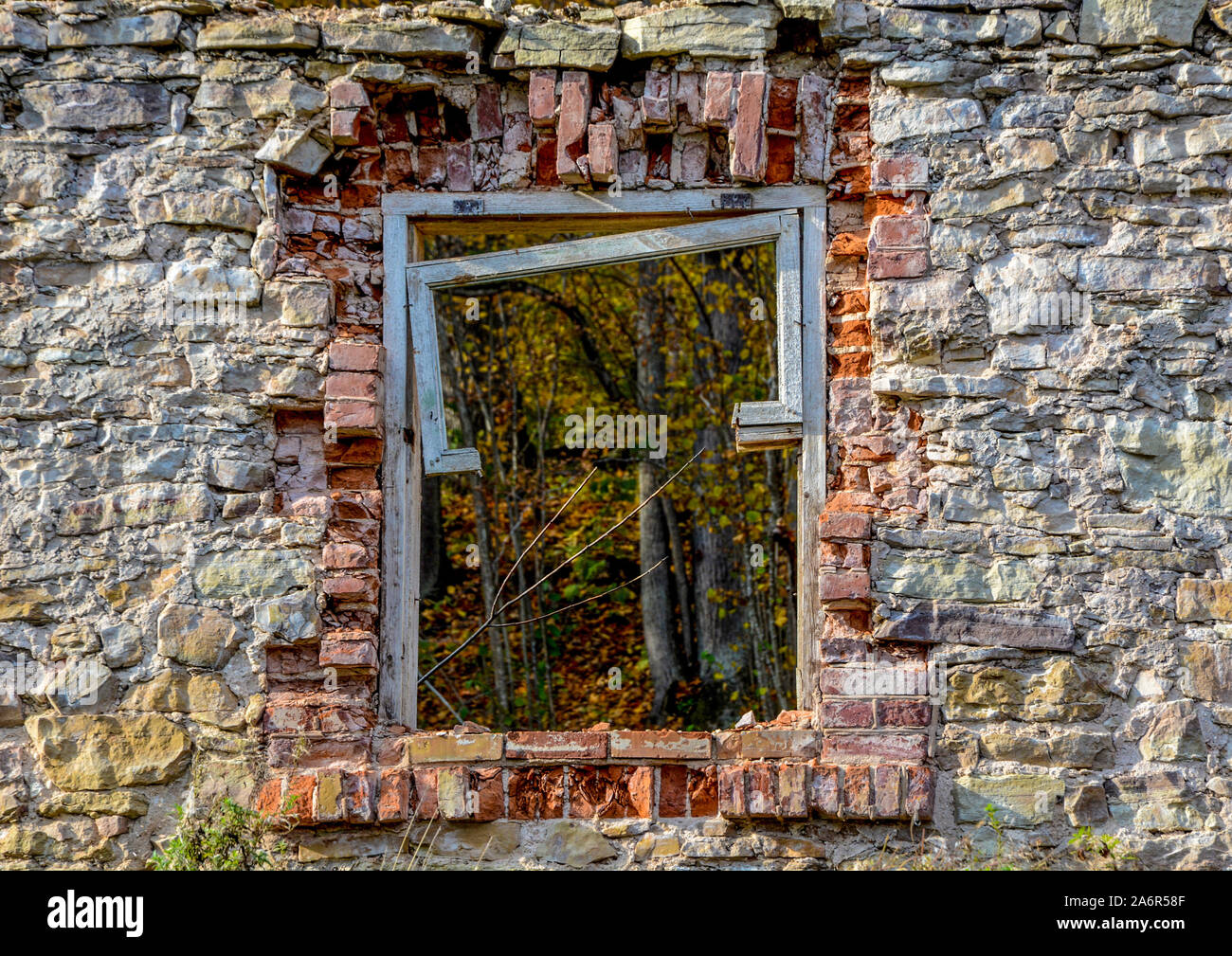 Old building wall with window Stock Photo - Alamy