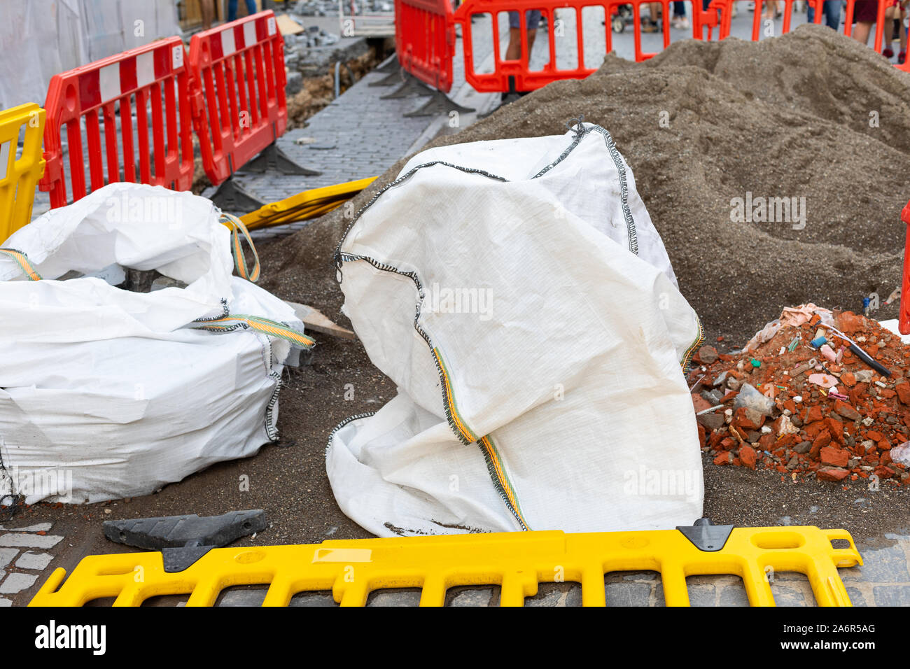 Electricity new power cables installation underground road side Stock ...