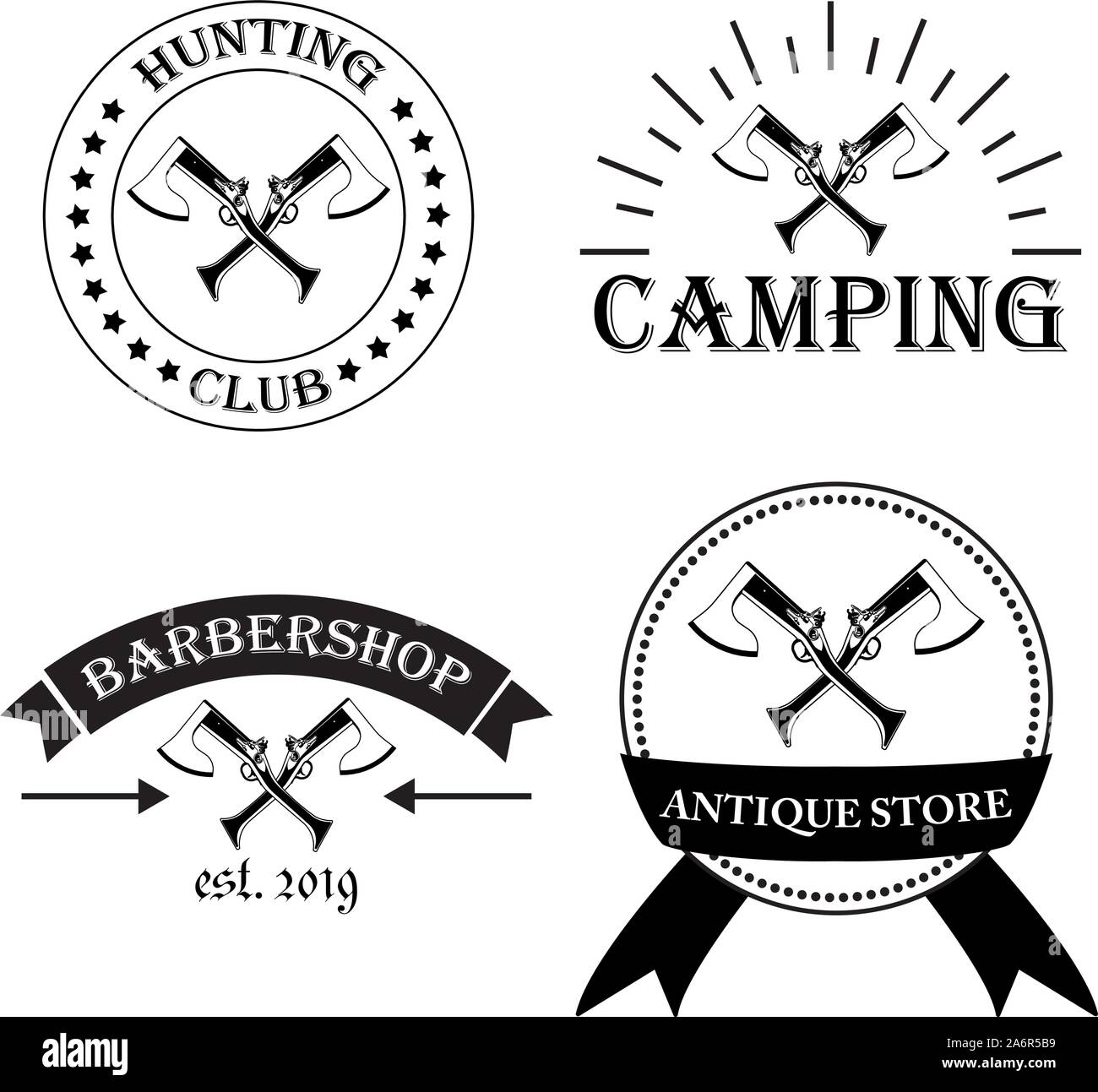 Set of vintage labels / logos with axes Stock Vector Image & Art - Alamy