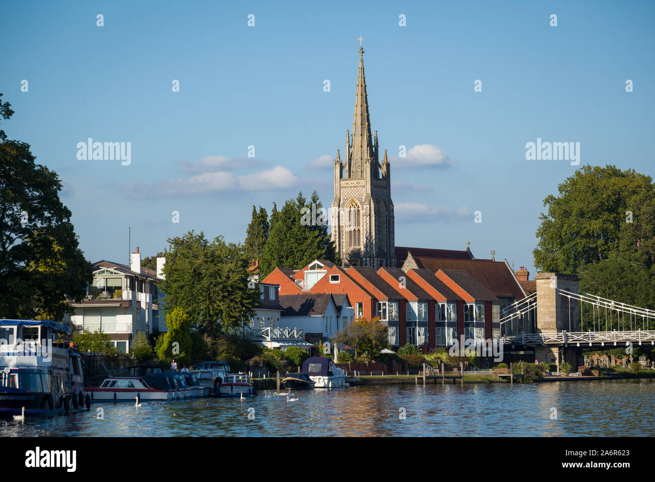 All Saints Church, Marlow, Buckinghamshire viewed across the River ...