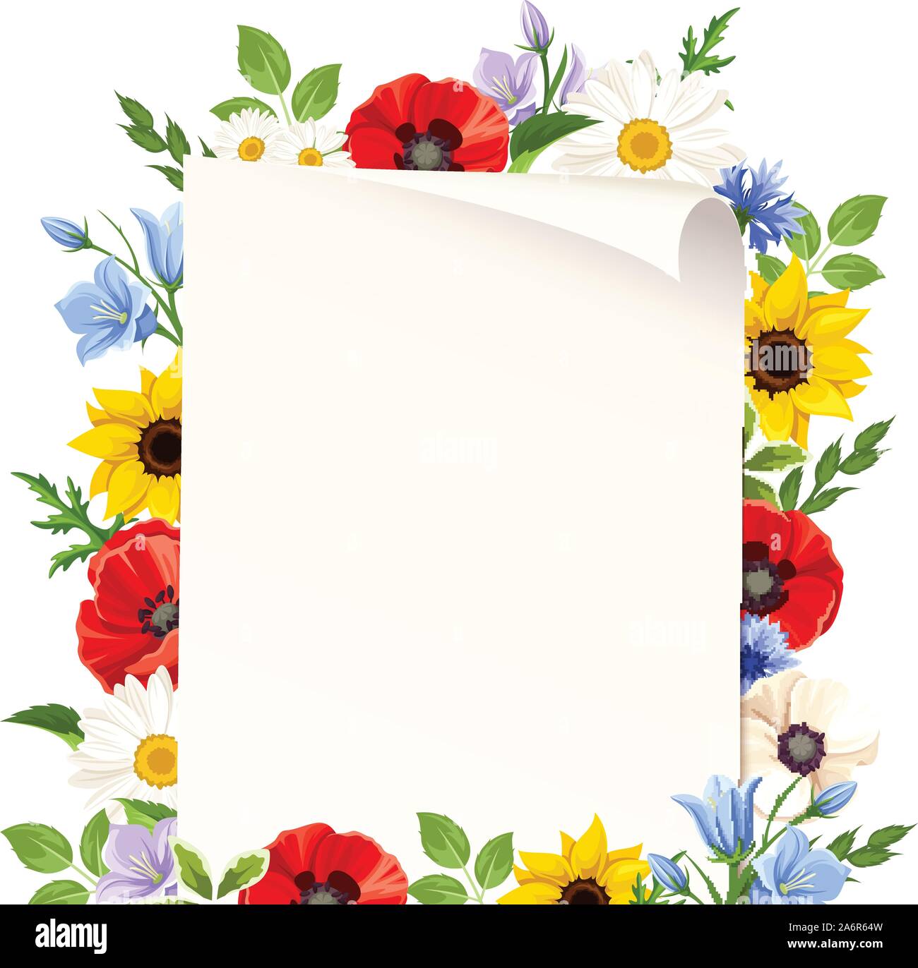Vector flyer background with colorful wild flowers Stock Vector Image ...
