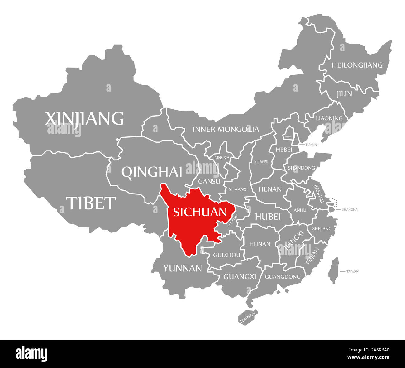 Sichuan red highlighted in map of China Stock Photo - Alamy