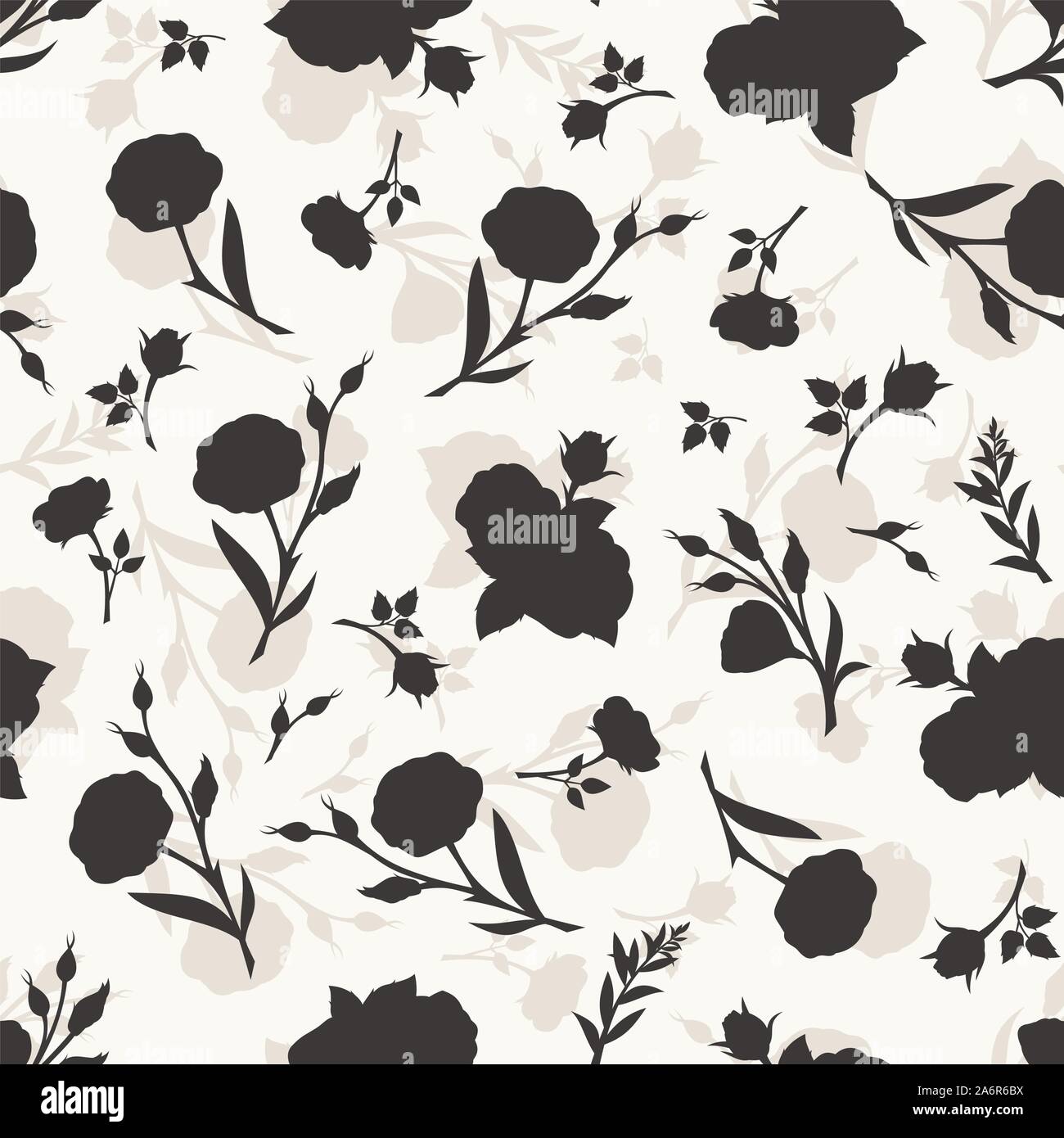 Vector seamless gray and beige floral pattern Stock Vector Image & Art ...