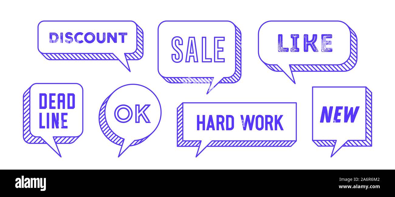 Speech Bubble. Set of 3d and 2d line speech bubble Stock Vector Image ...