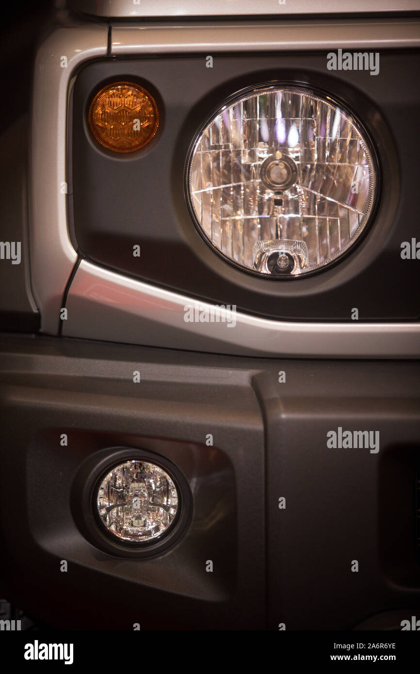 Front view of the headlight of an off road car Stock Photo - Alamy