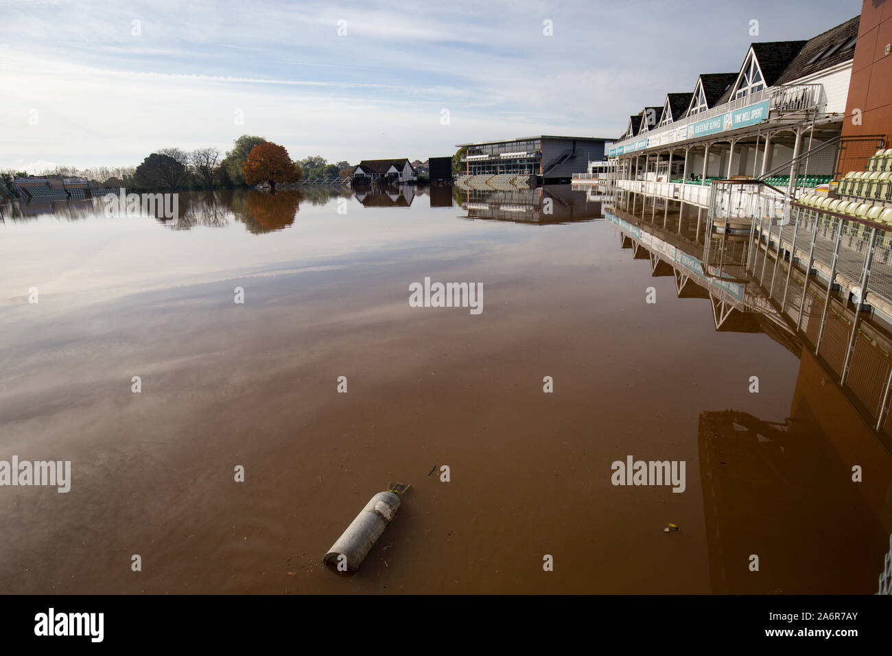 New Road Cricket Ground under several feet of water in Worcester, as ...