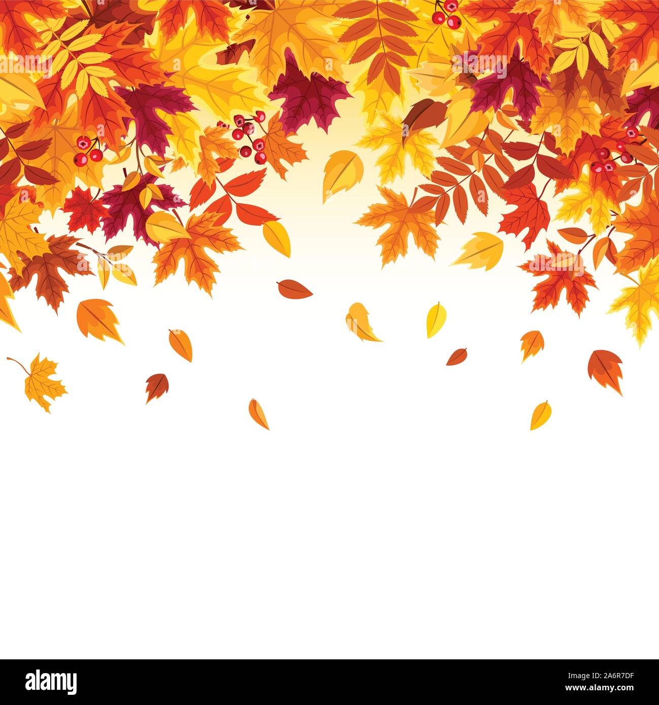 Vector background with red, orange, brown and yellow falling autumn ...