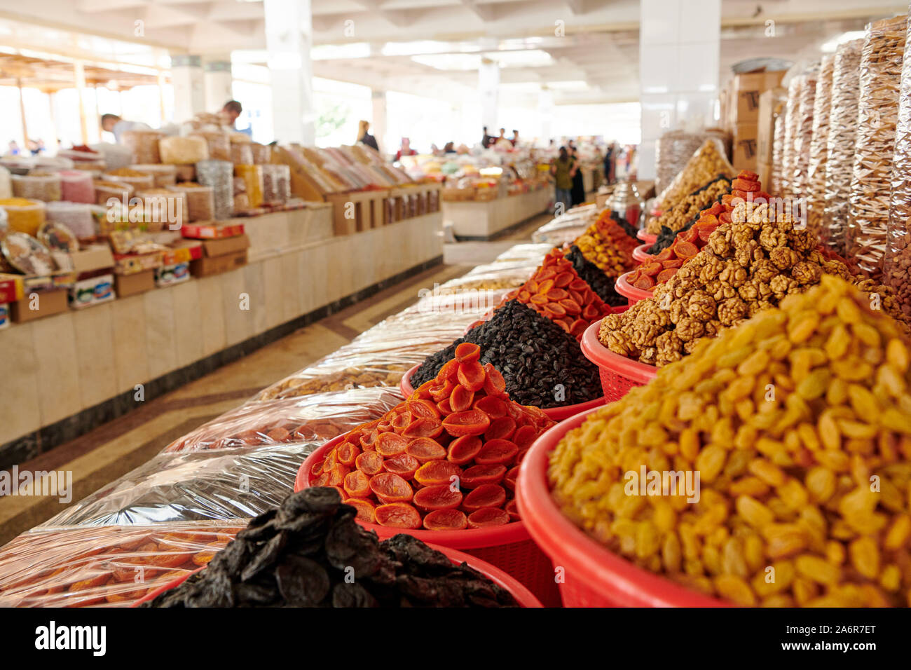food on market stall in Siyob Bazaar, Samarkand, Uzbekistan, Central ...