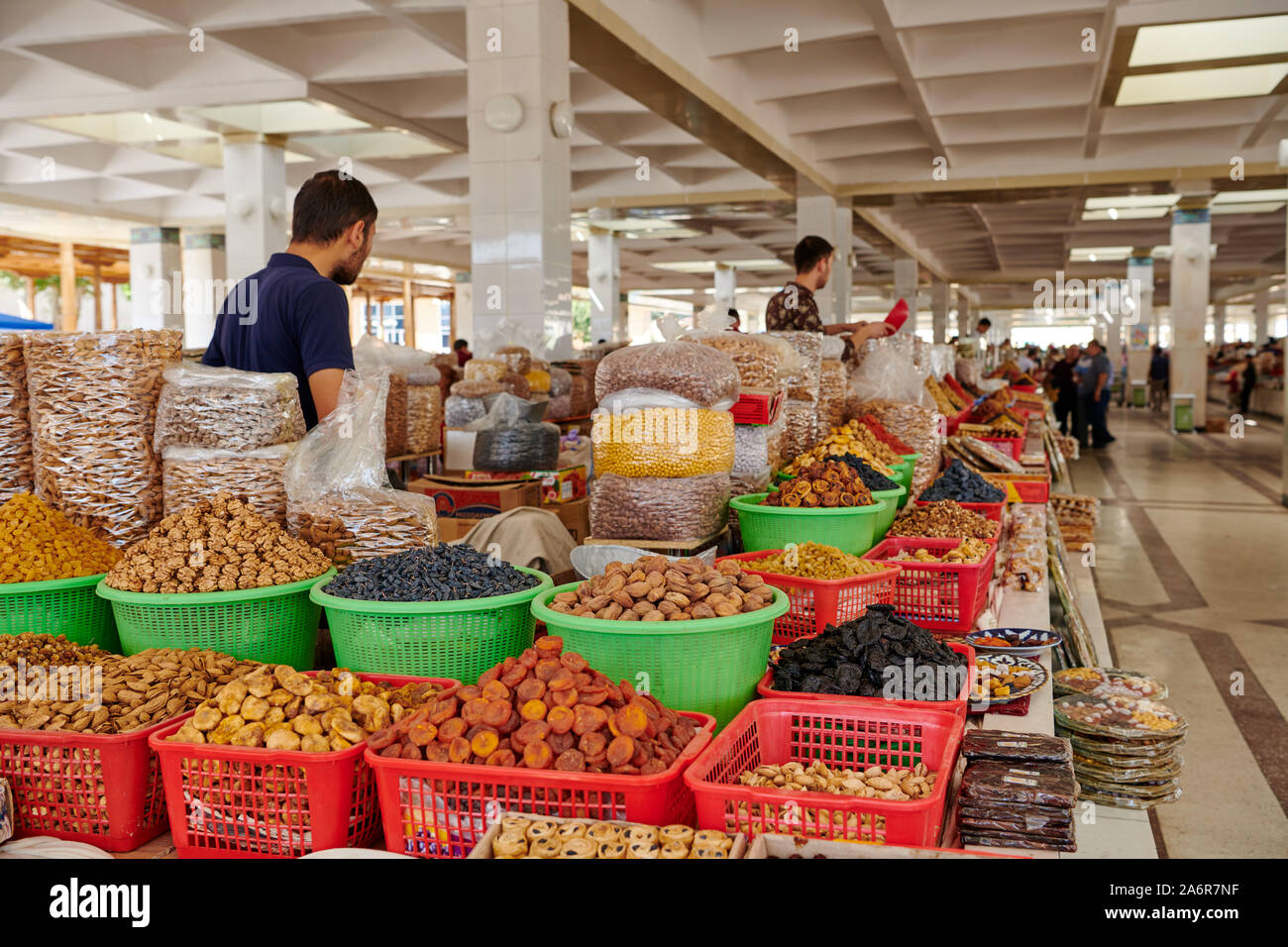 food on market stall in Siyob Bazaar, Samarkand, Uzbekistan, Central ...