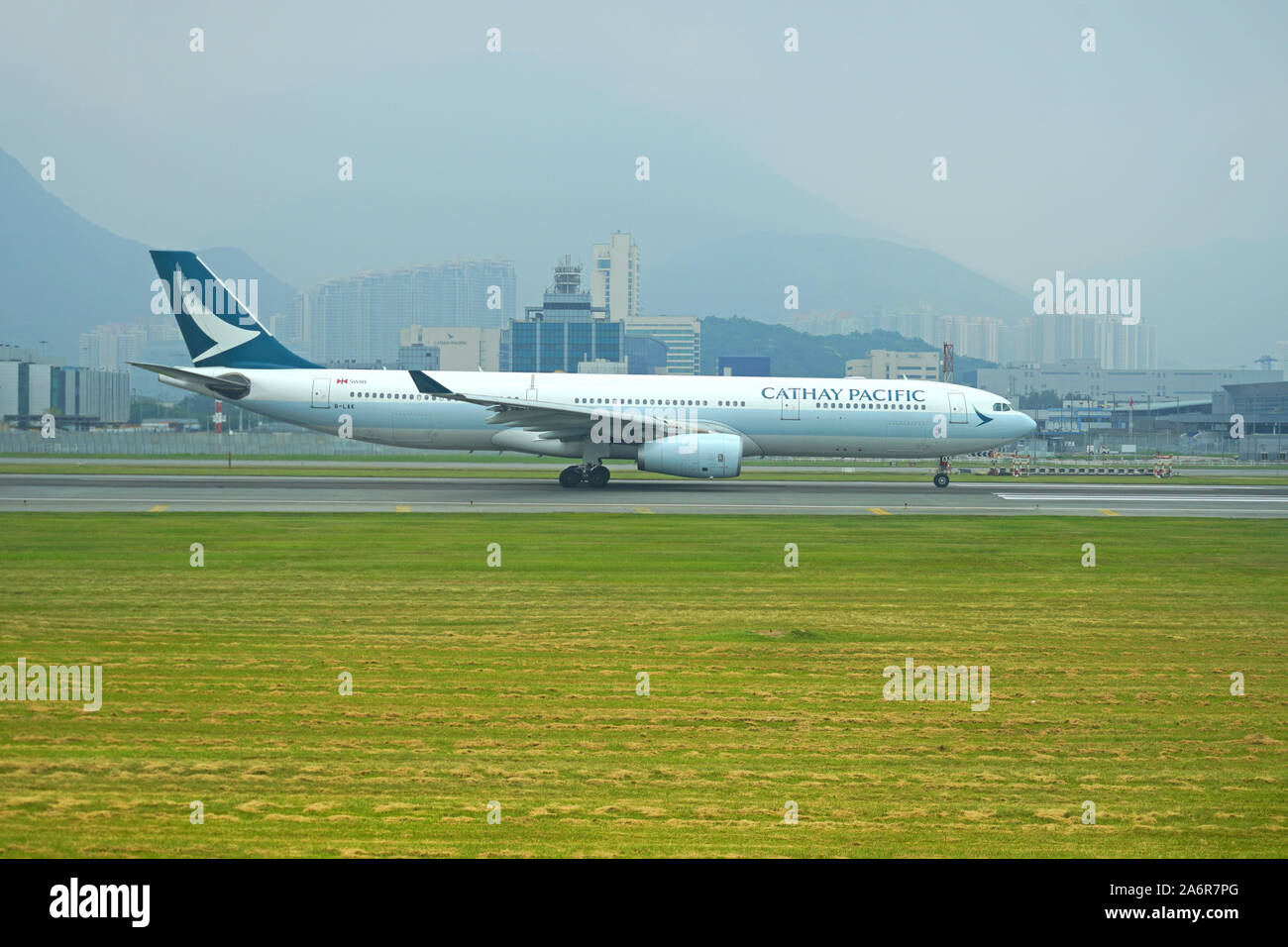 HONG KONG -18 JUL 2019- View of airplanes from Cathay Pacific (CX) at ...