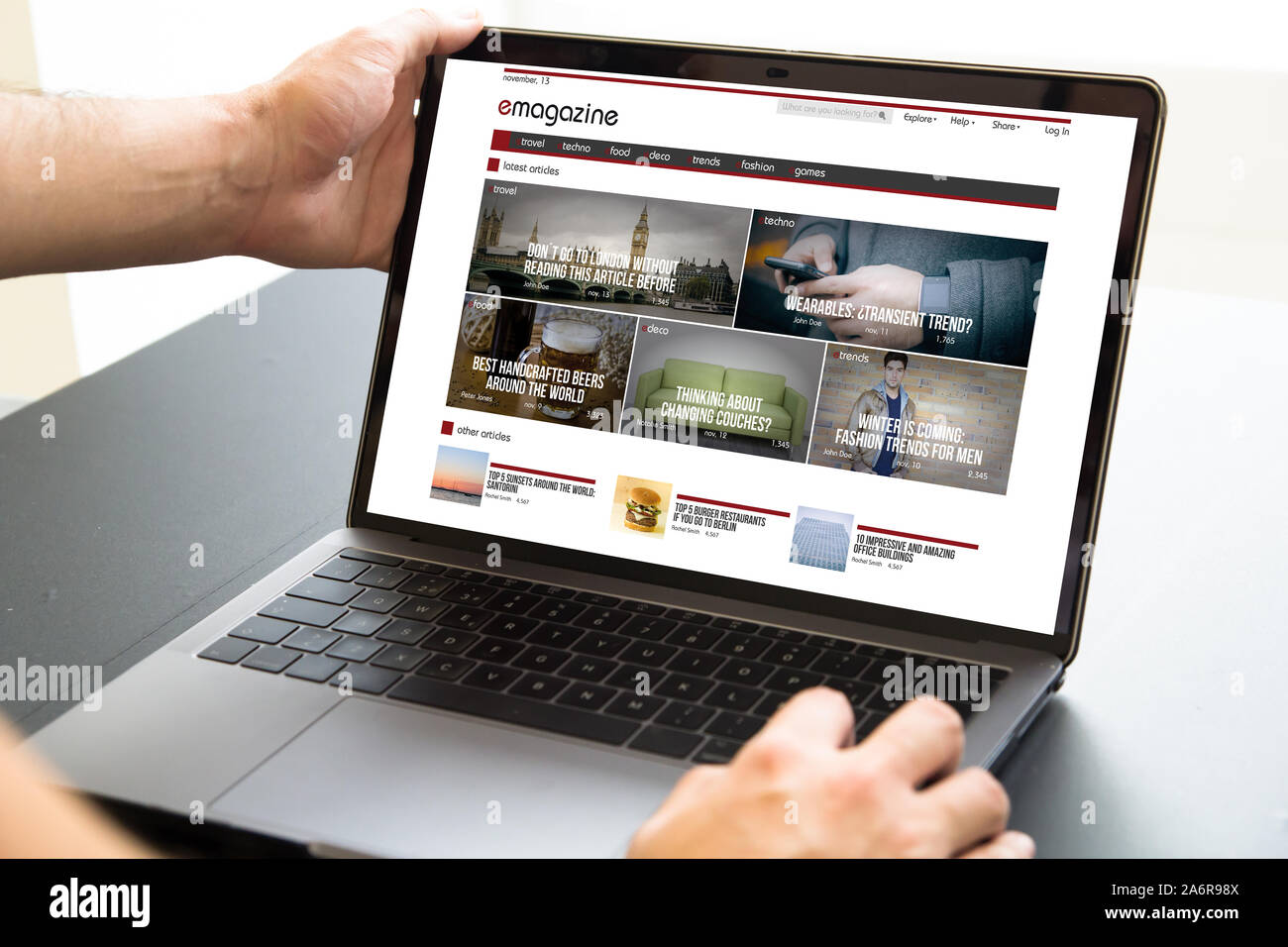 e-magazine screen laptop mockup Stock Photo - Alamy