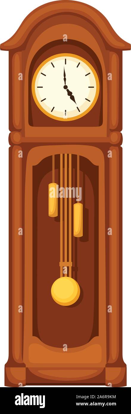 Vector vintage longcase grandfather clock isolated on a white ...