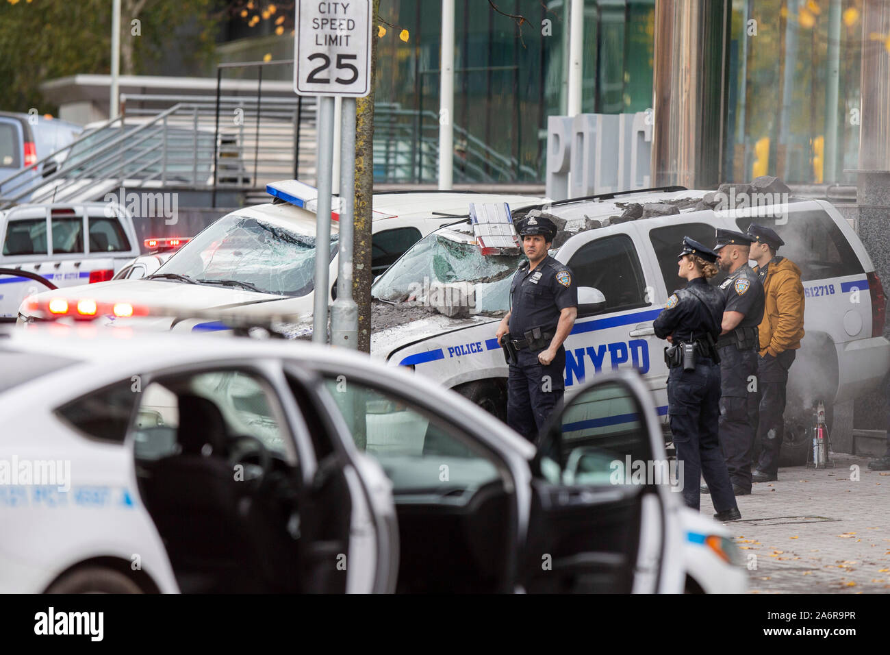 Cardiff, Wales, UK, October 28th 2019. New York Police officer actors ...
