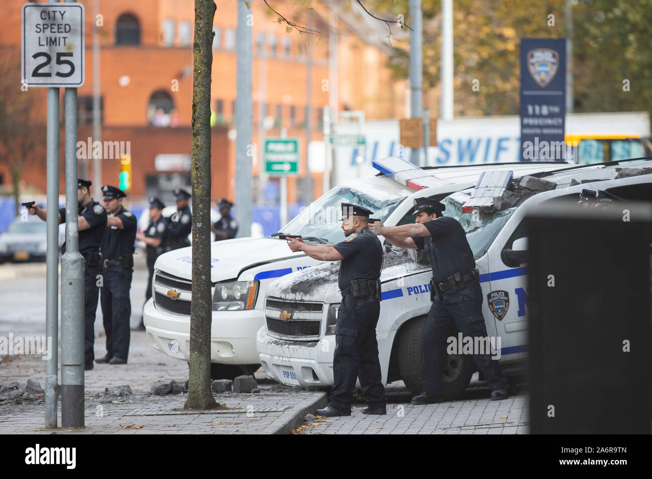 Cardiff, Wales, UK, October 28th 2019. New York Police officer actors ...