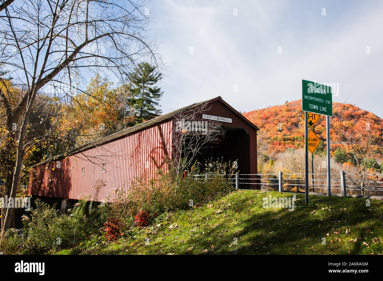 WEST CORNWALL, CT, USA - OCTOBER 26, 2019. The 1864 West Cornwall ...