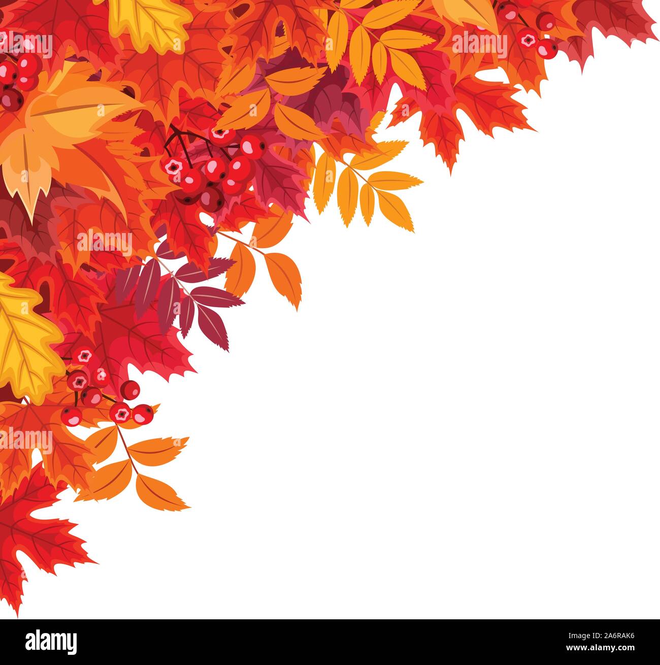 Vector corner background with red and orange autumn leaves Stock Vector ...