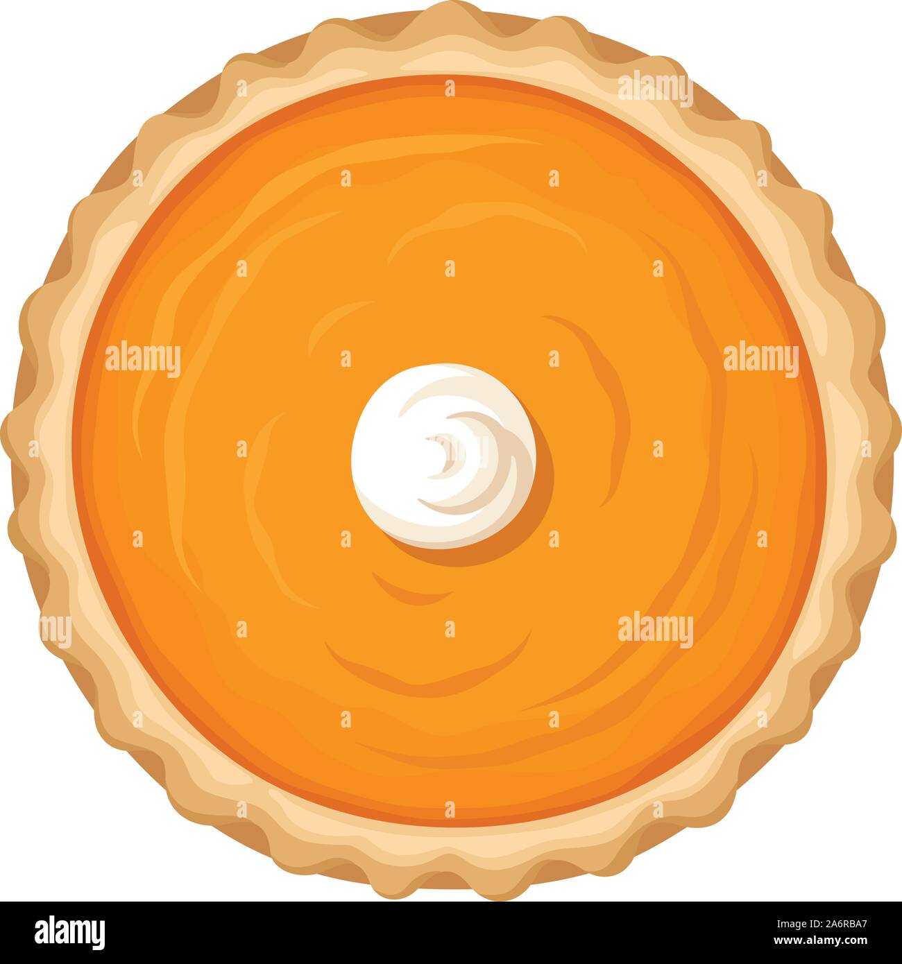Vector illustration of a pumpkin pie with whipped cream isolated on a ...