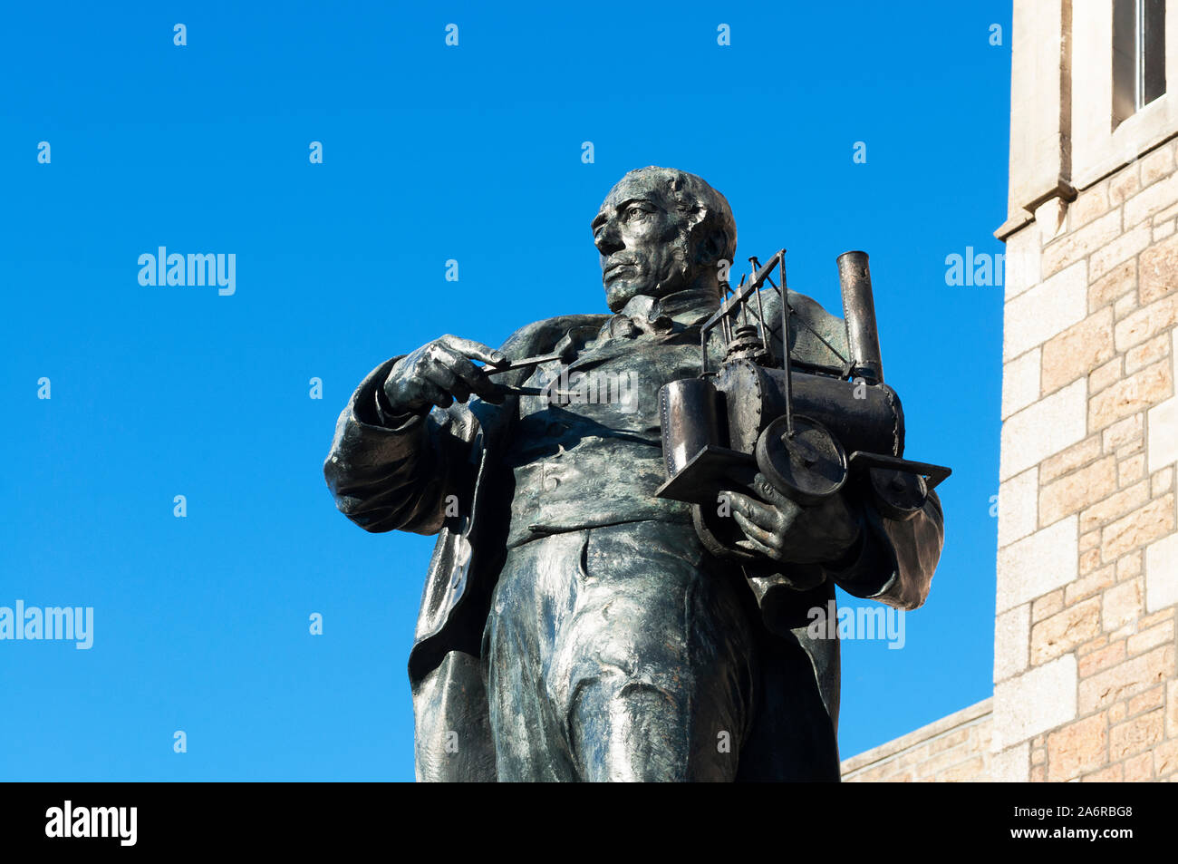 statue of cornish mining engineer and inventor richard trevithick in ...