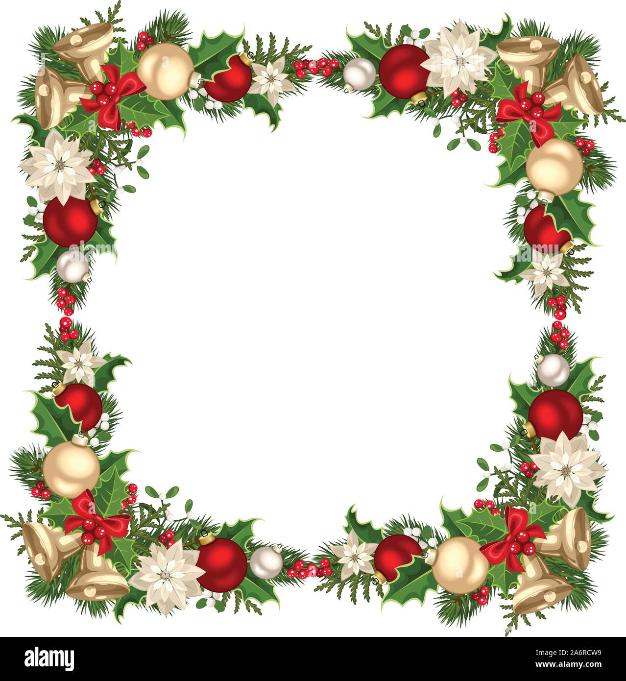 Silver christmas bell design holly Stock Vector Images - Alamy