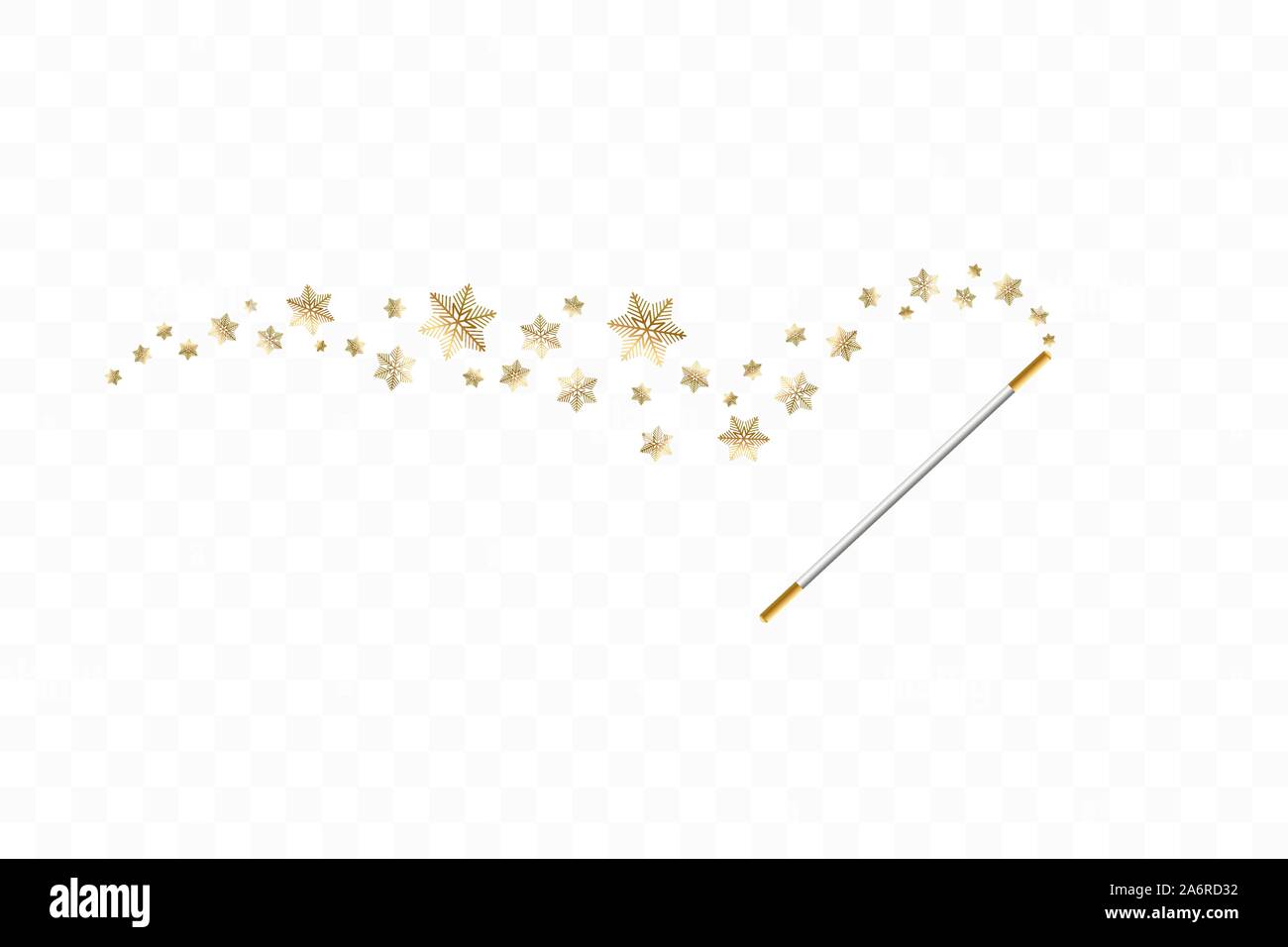 Magic wand with a snowflakes on transparent background. Trace of gold ...