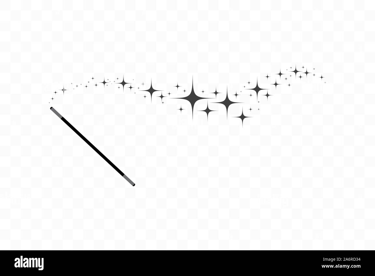 Magic wand with a stars. Trace of black dust. Magic abstract background ...