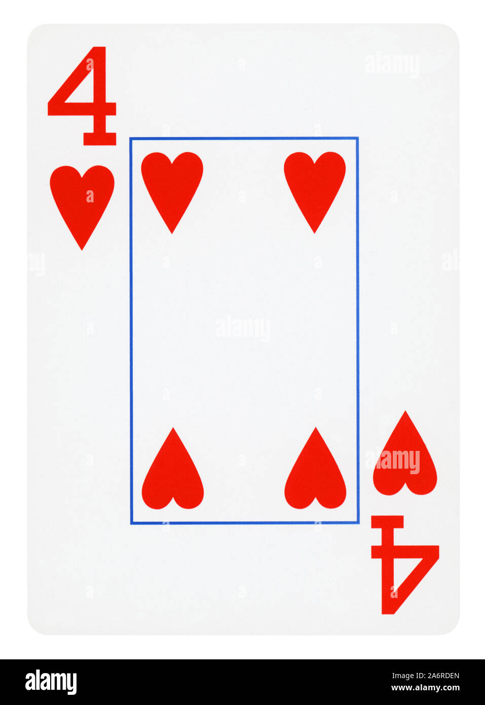 Four of Hearts playing card - isolated on white (clipping path included ...