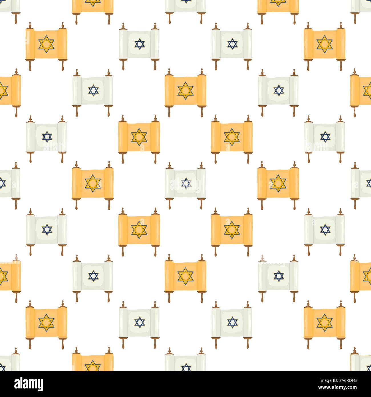 Illustration on theme big colored pattern Hanukkah, seamless set torah ...