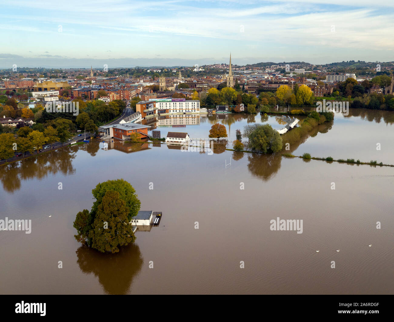 Aerial view of flooding in worcester hi-res stock photography and ...