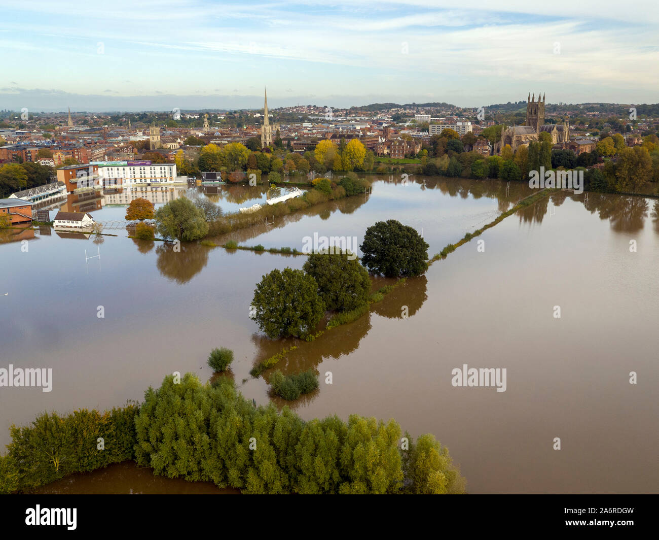 Aerial view of flooding in worcester hi-res stock photography and ...