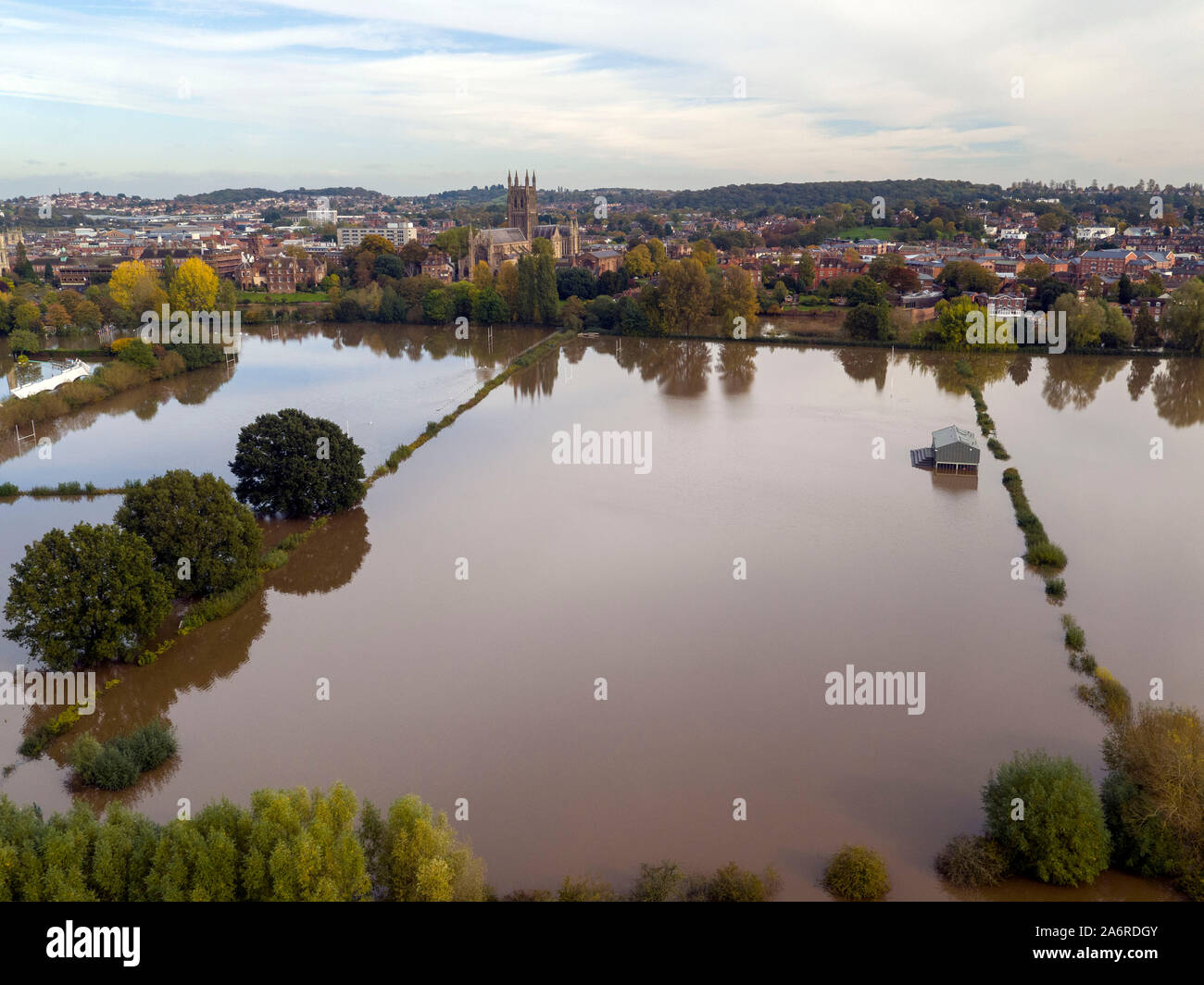Aerial view of flooding in worcester hi-res stock photography and ...