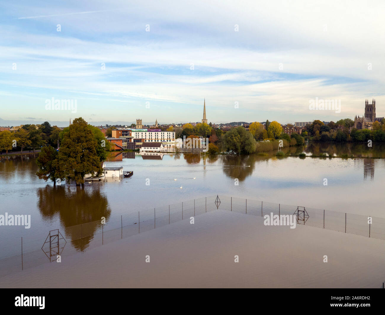 Aerial view of flooding in worcester hi-res stock photography and ...