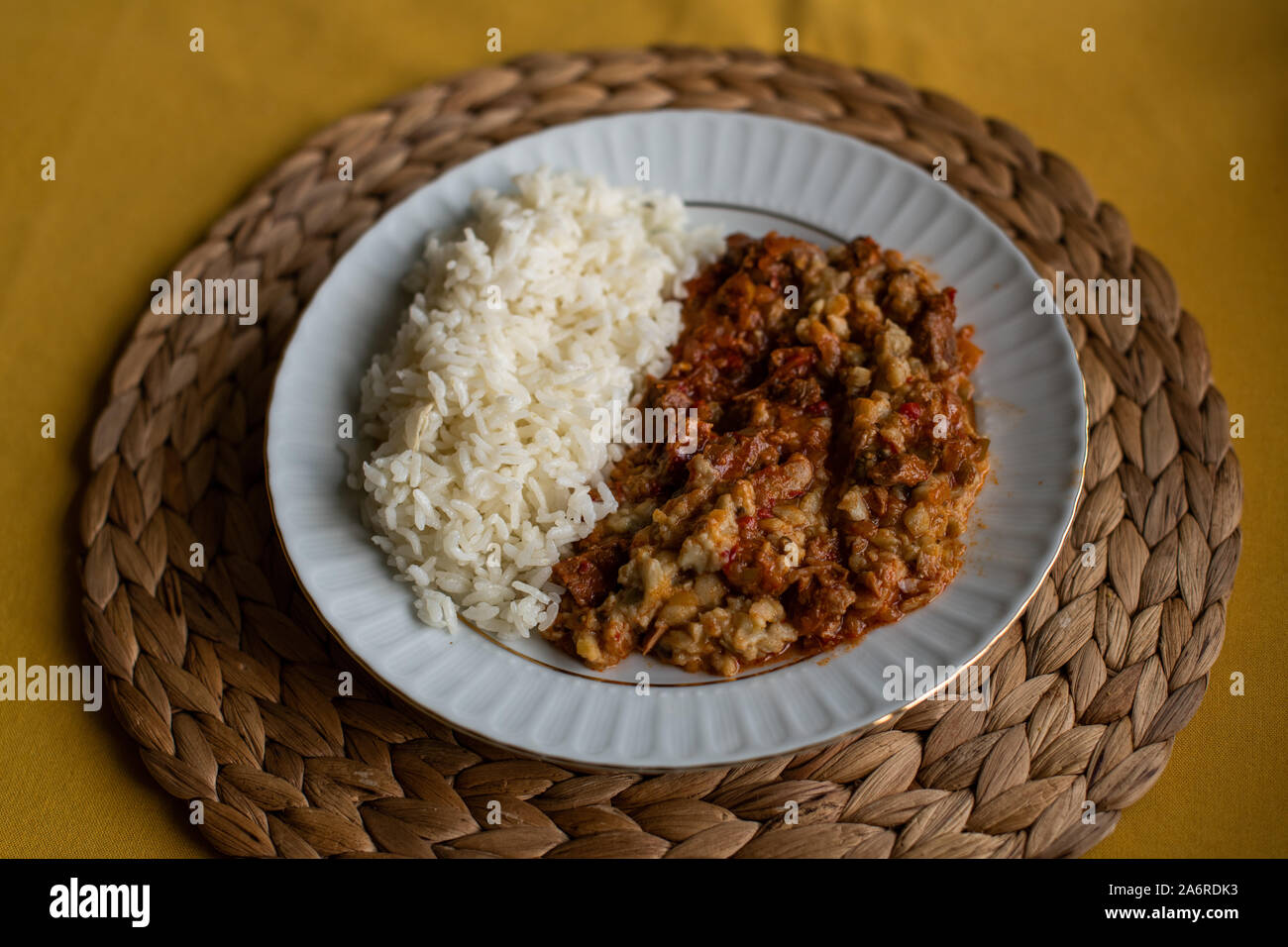 Turkish Food Hunkar Begendi made with Eggplant and Meat Stock Photo - Alamy