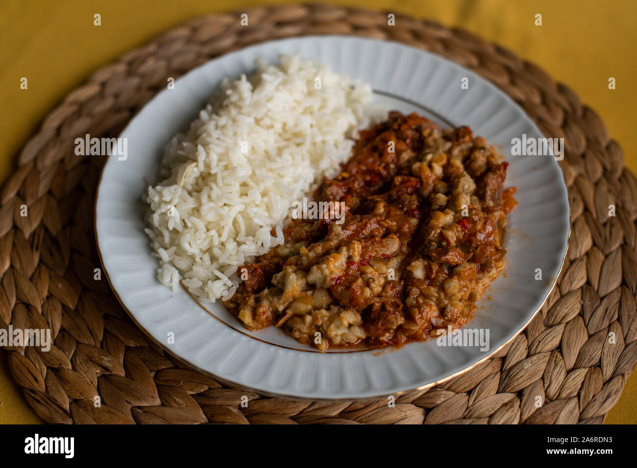 Turkish Food Hunkar Begendi made with Eggplant and Meat Stock Photo - Alamy