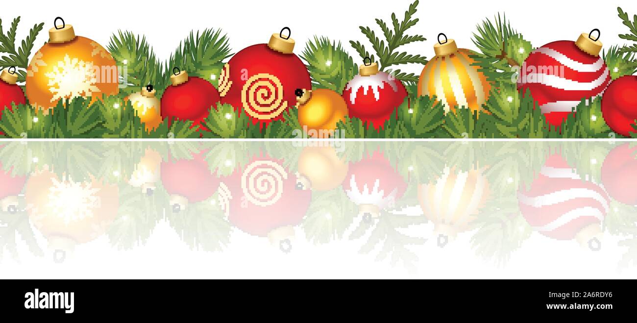 Vector Christmas horizontal seamless background with red and gold balls ...