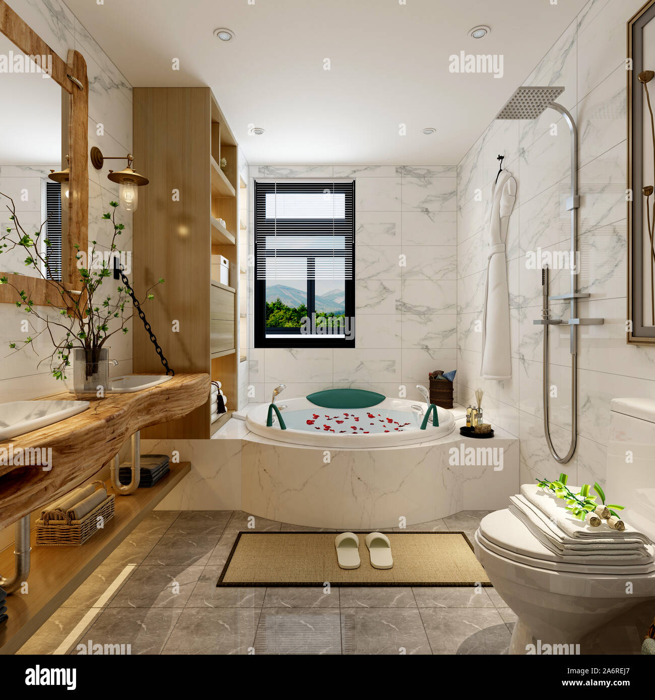 3d render of luxury bathroom Stock Photo - Alamy