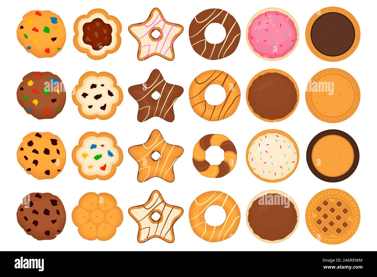 Illustration on theme big set different biscuit, kit colorful pastry ...