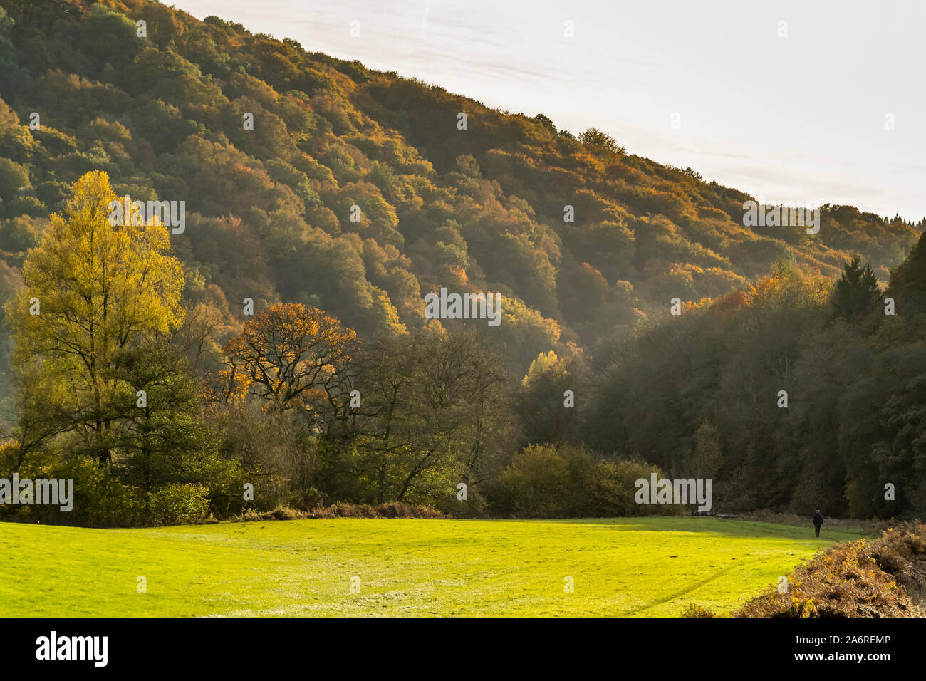 Autumn colours in the Wye Valley at Bigsweir Bridge. Wye Valley ...