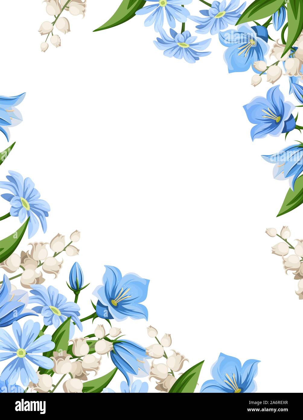 Vector flyer background with blue and white spring flowers Stock Vector ...