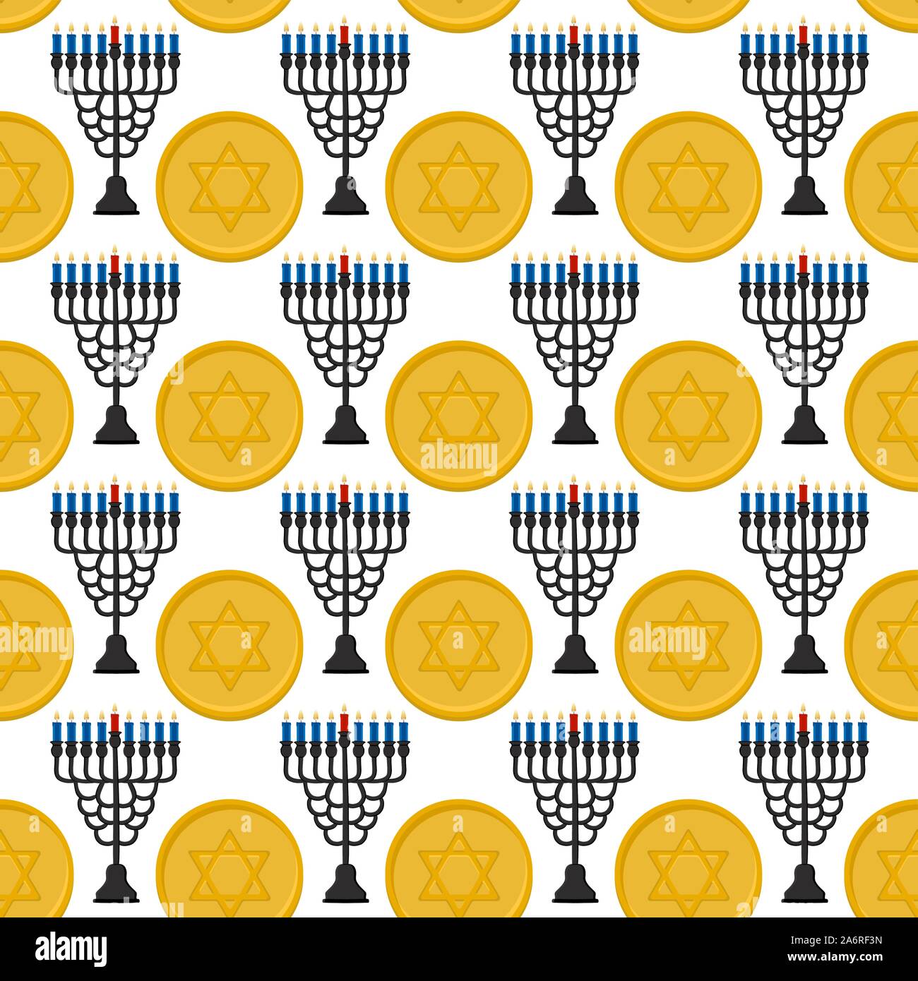 Illustration on theme big colored pattern Hanukkah, seamless set ...