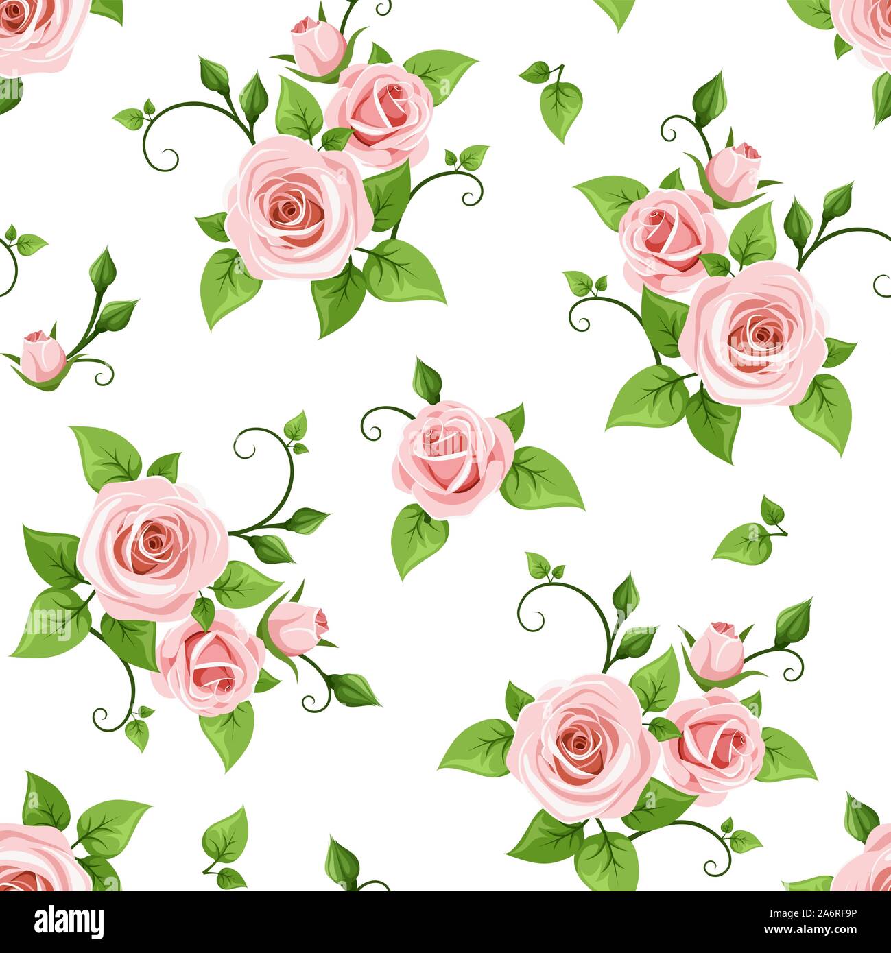 Vector seamless pattern with pink roses on a white background Stock ...