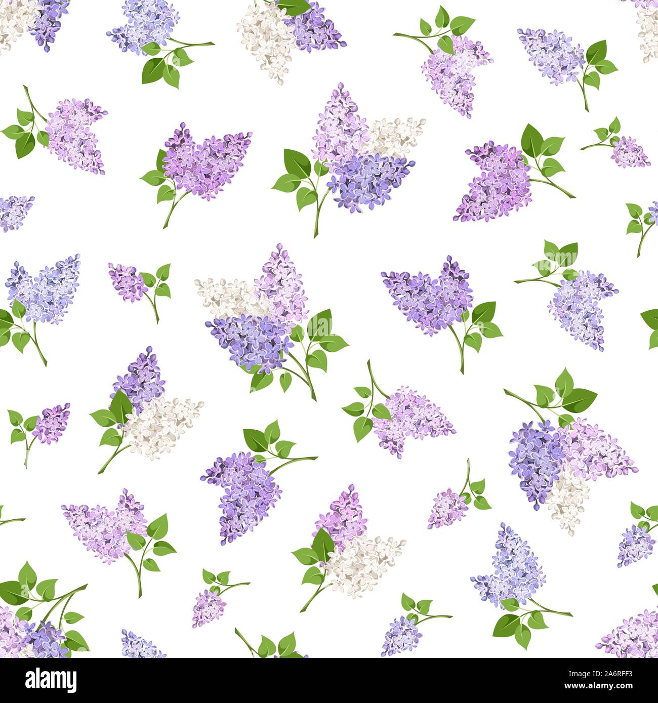 Vector seamless pattern with branches of lilac flowers on a white ...