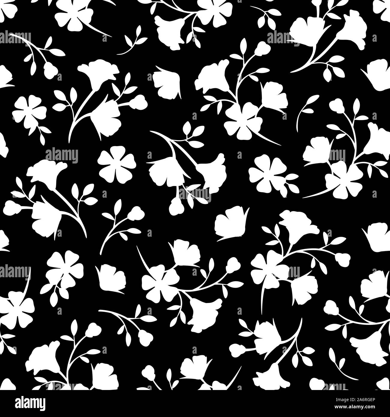 Vector seamless black and white floral pattern Stock Vector Image & Art ...