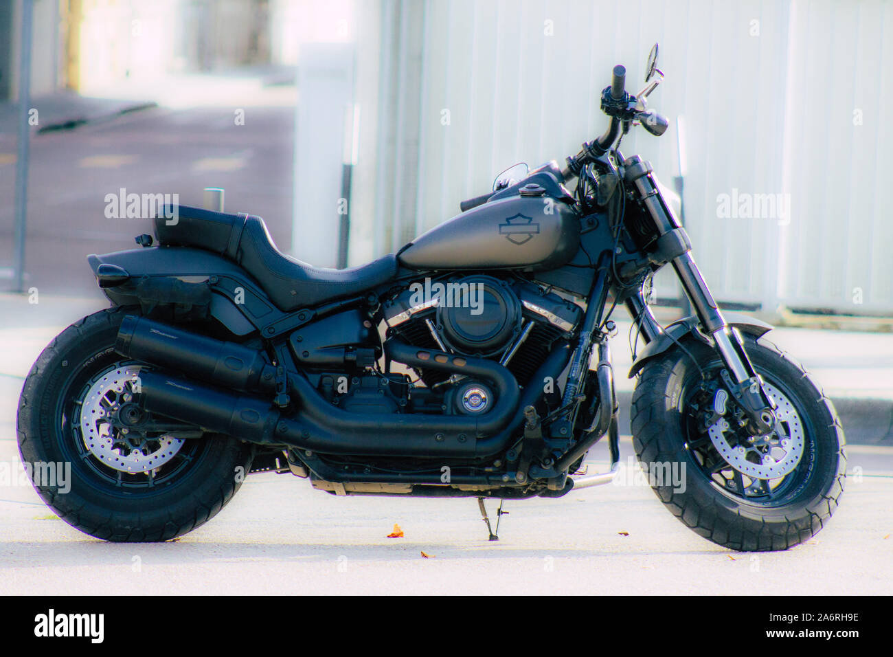 Reims France October 26, 2019 Closeup of a Harley Davidson motorbike ...