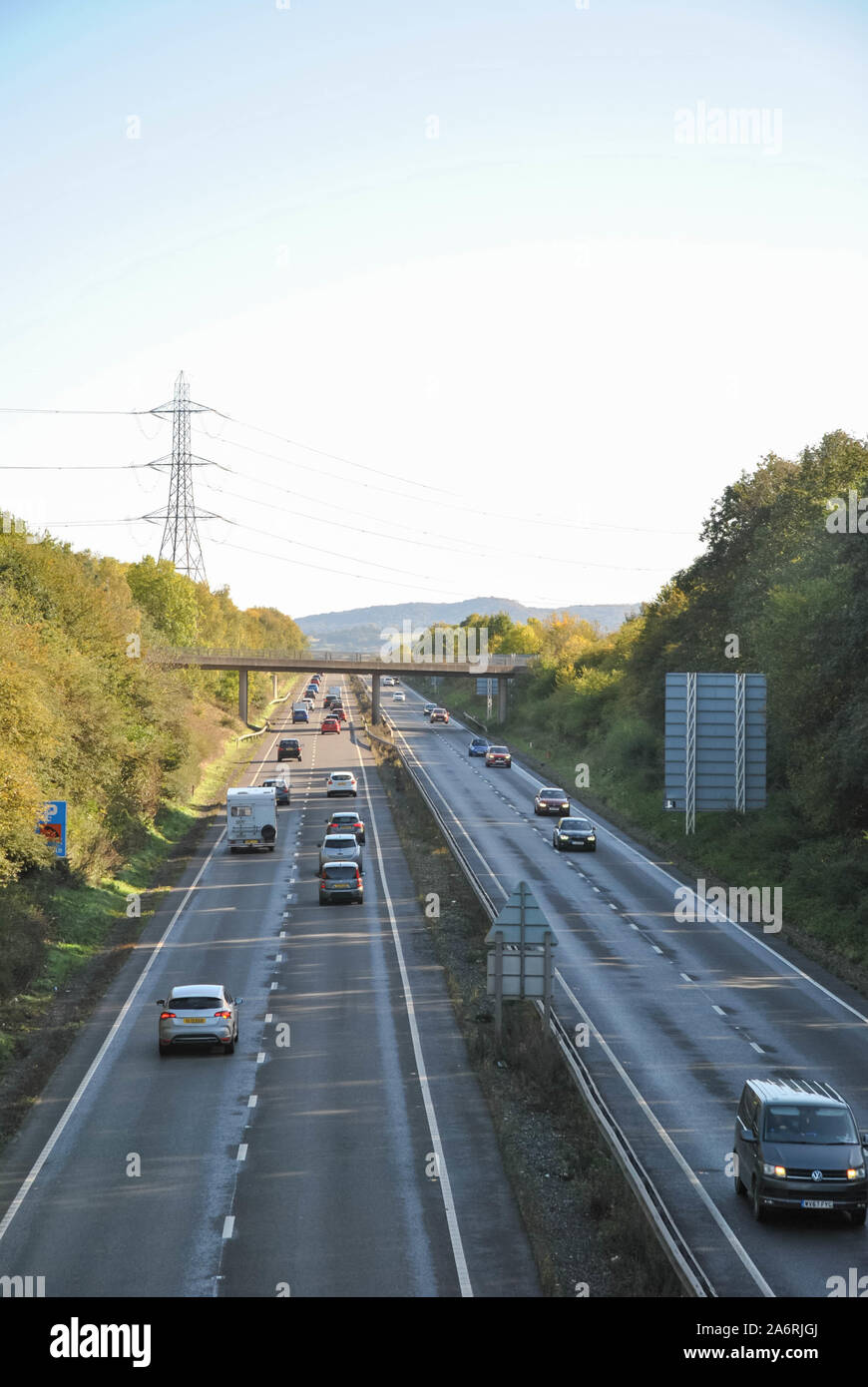 The A5 road looking towards Telford showing road bridge Stock Photo - Alamy