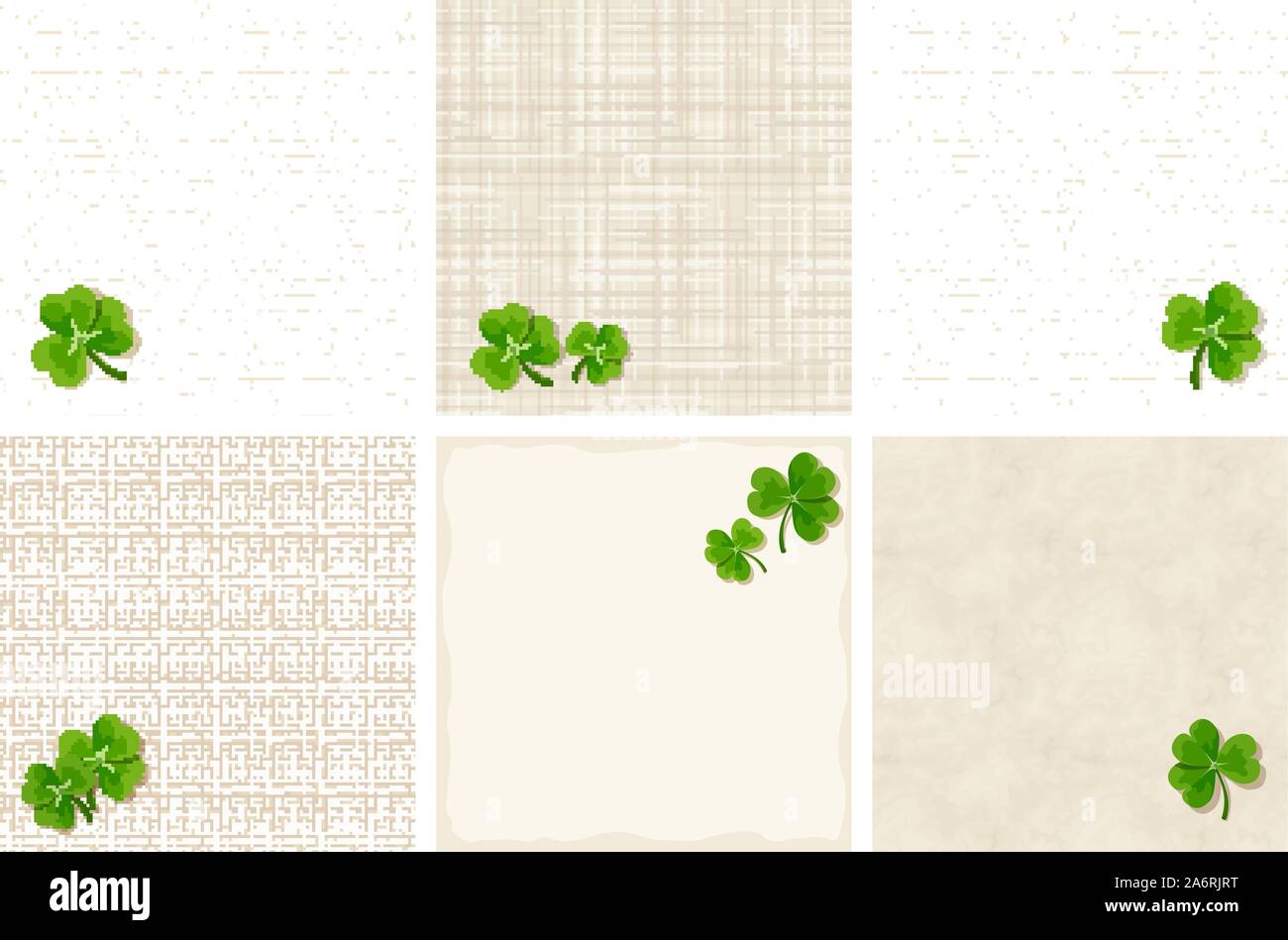 Set of vector St. Patrick's day textured backgrounds with shamrock ...